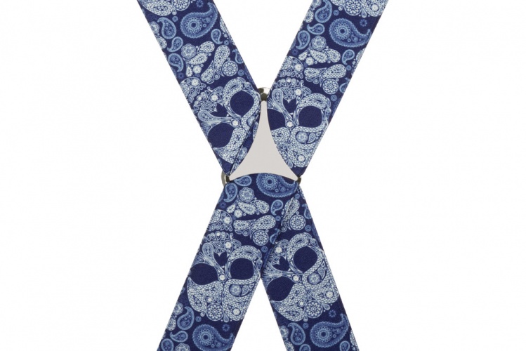 Blue Paisley Skull Trouser Braces | Skull Braces - Gents Shop